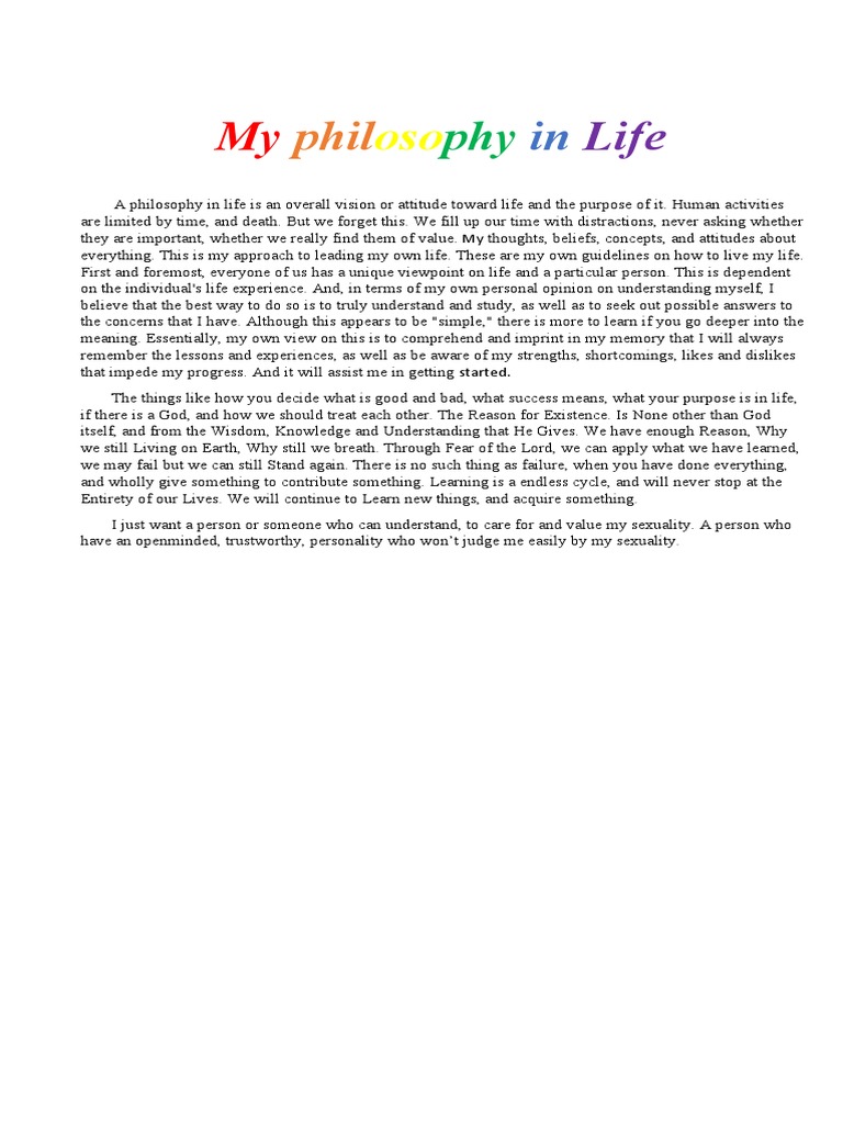 Personal Life Philosophy Insights | PDF | Self-Improvement | Lifestyle