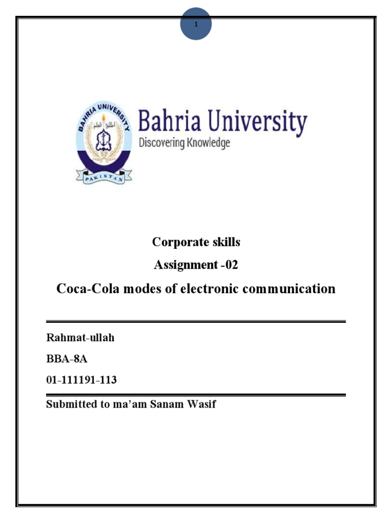 Coca-Cola Modes of Electronic Communication | PDF | The Coca Cola ...