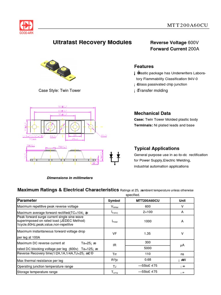 Datasheet | PDF | Rectifier | Electrical Equipment