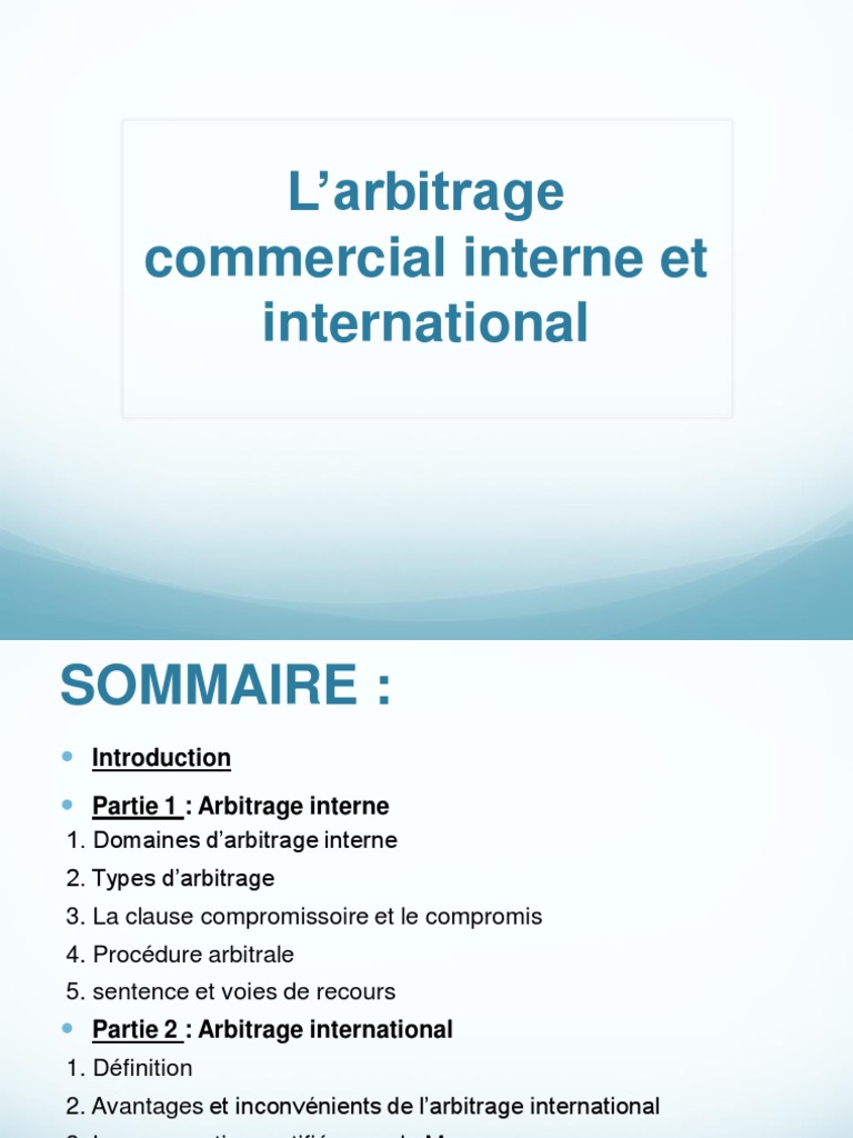 Avantages et types d'arbitrage | PDF | Arbitrage | Résolution de litiges