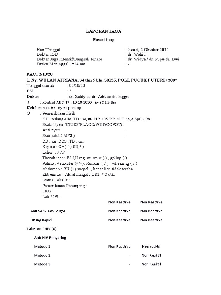 2 Okt Ranap Sore | PDF