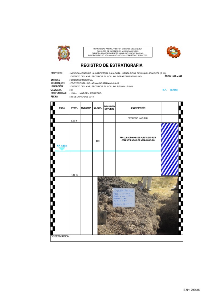 1 Perfil Estratigrafico | PDF | Mecánica de suelos | Materiales