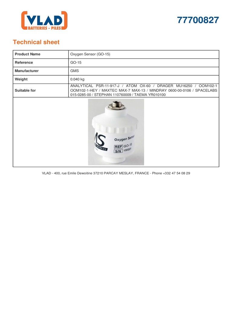 Technical Sheet: Product Name Reference Manufacturer Weight Suitable ...