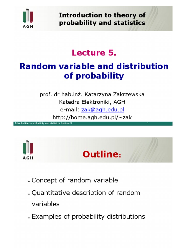 Random Variable and Distribution of Probability | PDF | Normal ...