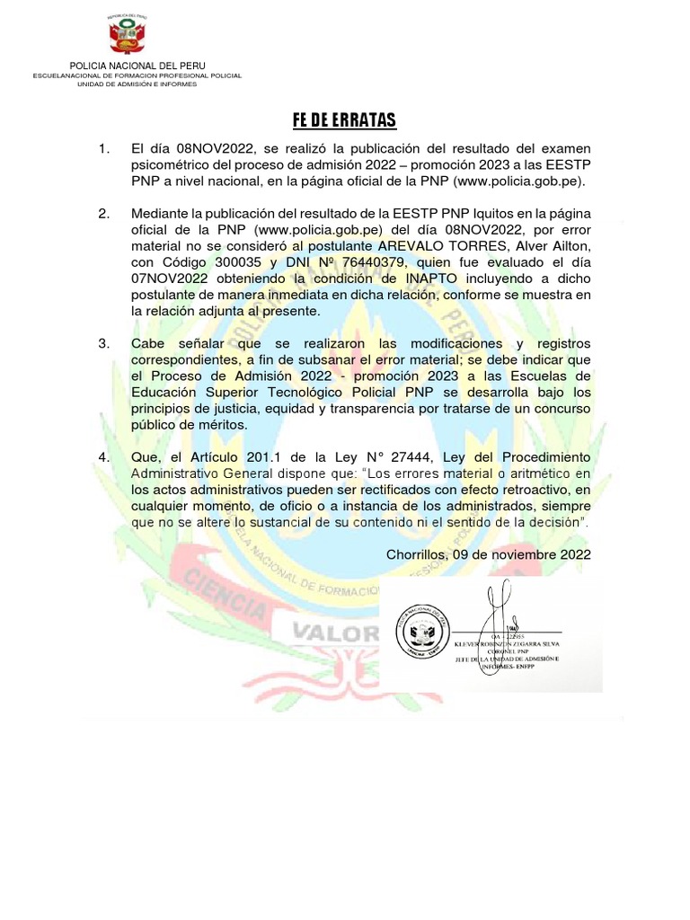 Fe de Erratas Iquitois | PDF | Seguridad nacional | Justicia penal