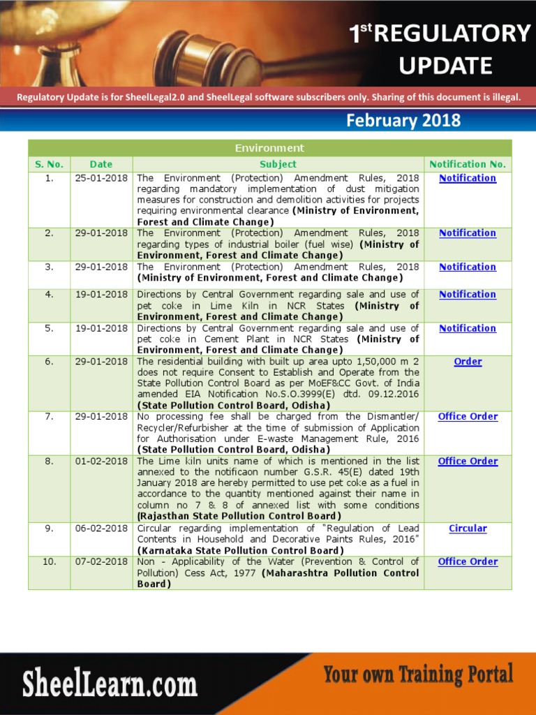 February 2018 Regulatory Update | PDF | Climate Change Mitigation ...