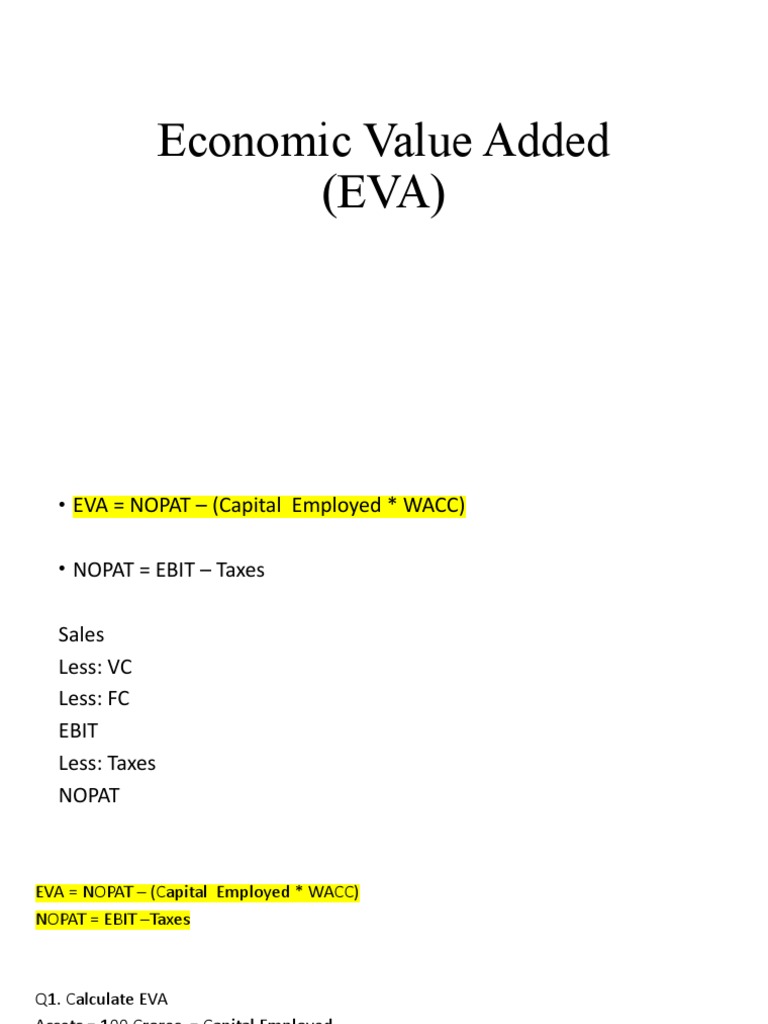 Understanding EVA and MVA Calculations | PDF | Return On Investment ...