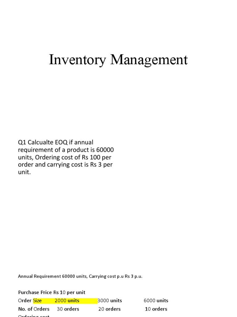 Module-3 (B) Inventory Management | PDF
