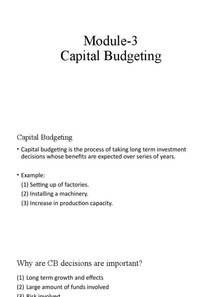 Module-3 (A) Capital Budgeting | PDF