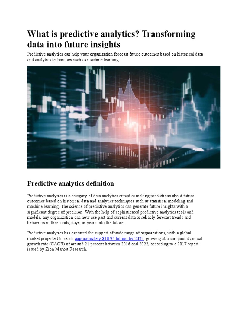 What Is Predictive Analytics | PDF | Predictive Analytics | Analytics What Is Predictive Analytics | PDF | Predictive Analytics | Analytics