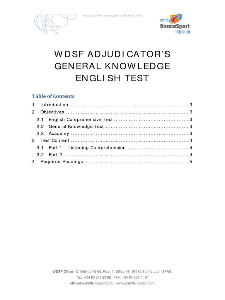 WDSF Adjudicator Knowledge Test Guide | PDF