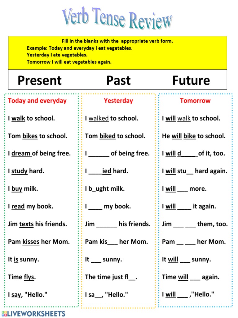 Verb Tense Practice Worksheet | PDF | Language Arts & Discipline