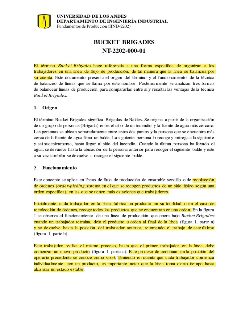 Notas Técnicas Bucket Brigades | PDF | Longitud | Velocidad