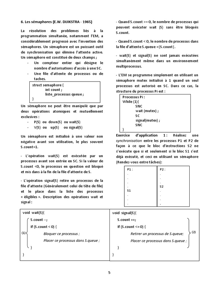 Chapitre I-SEII - Suite | PDF | Gestion informatique | Programmation concurrente
