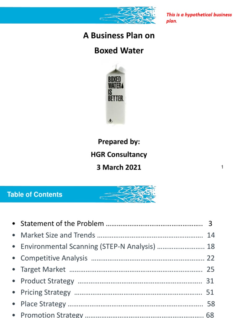 Business Plan Boxed Water Pass 3 Draft | PDF | Bottled Water | Reuse