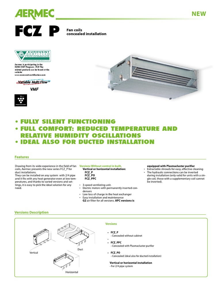 Aermec FCZ - P - en | PDF | Thermostat | Duct (Flow)
