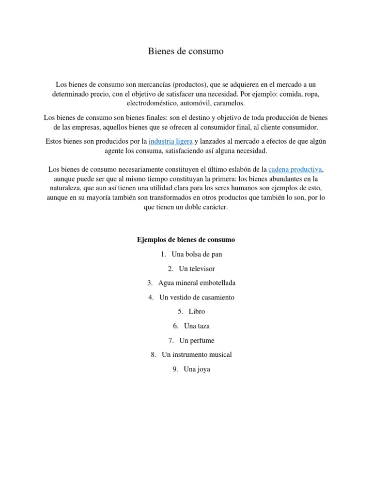 Bienes de Consumo | PDF | Bienes | Consumo (economía)