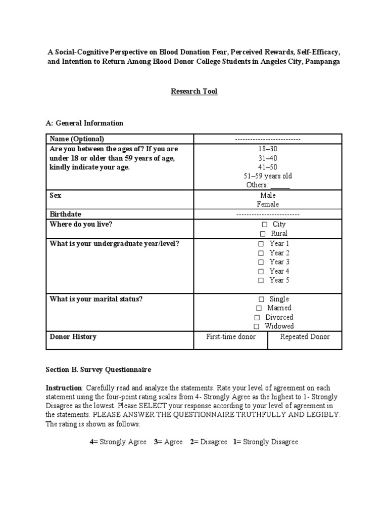Research Tool Blood Donation | PDF | Blood Donation | Medical Specialties