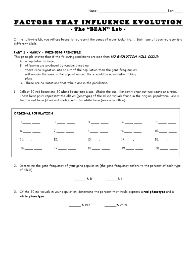 Factors That Cause Evolution - Bean Lab | PDF | Dominance (Genetics ...