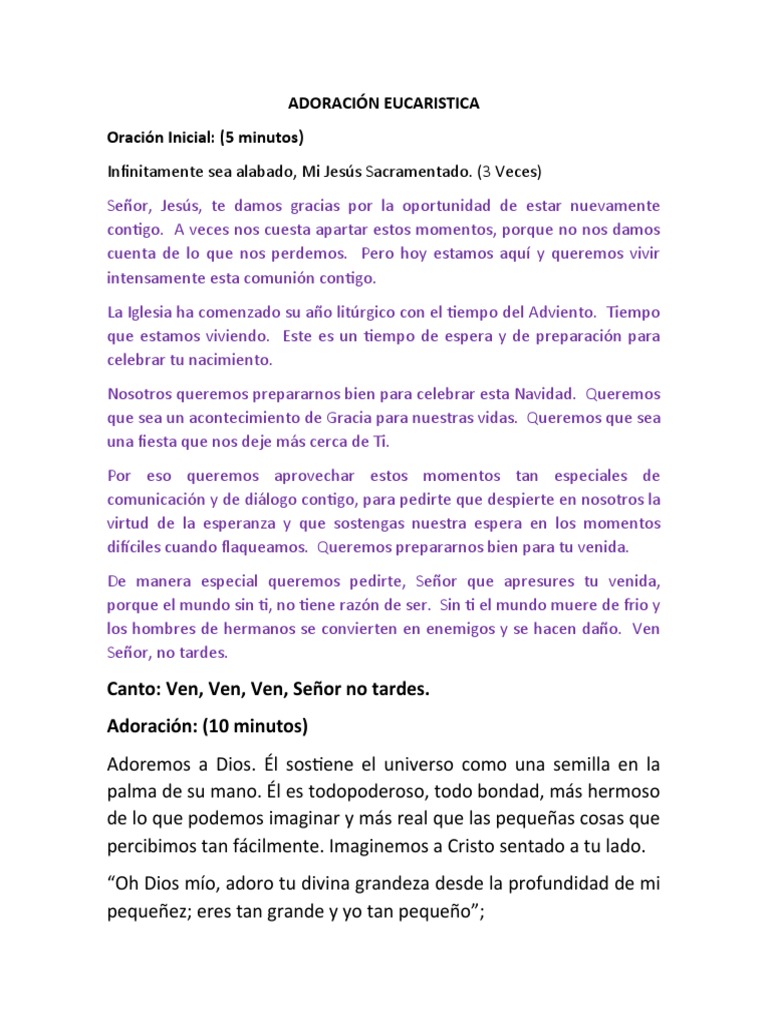 Adoración Eucaristica | PDF | eucaristía | Amor