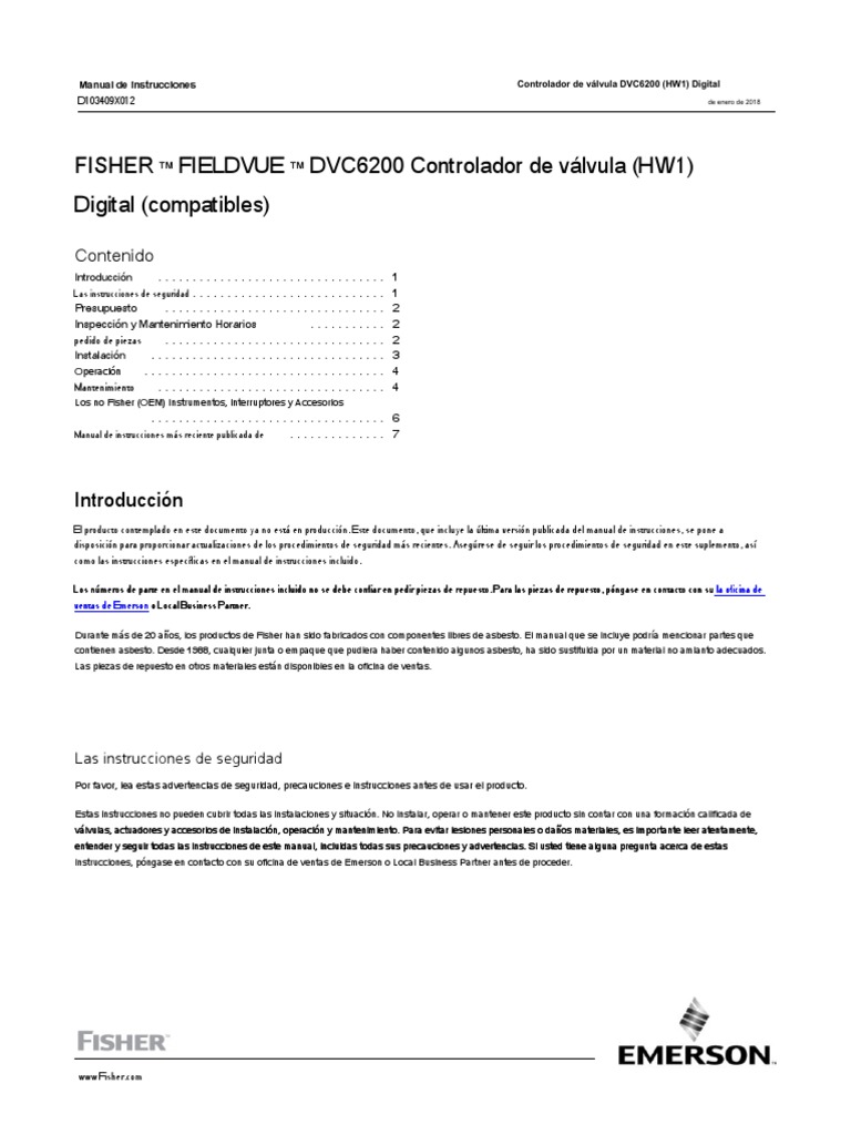 Manual Fisher Fieldvue dvc6200 hw1 Digital Valve Controller Es ...
