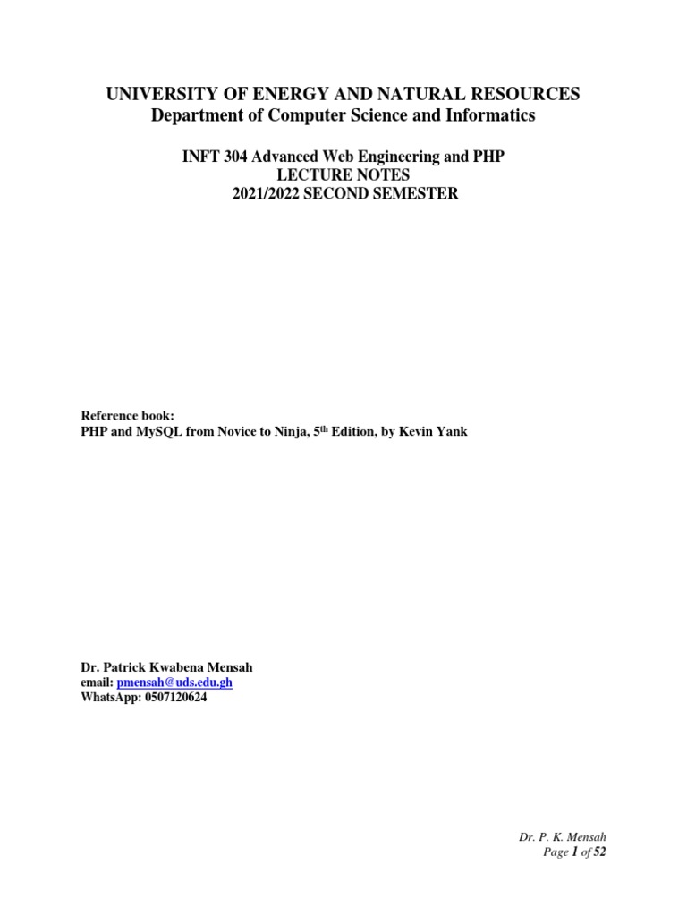 INFT 304 Advanced Web Engineering and PHP | PDF | Html Element | Internet & Web