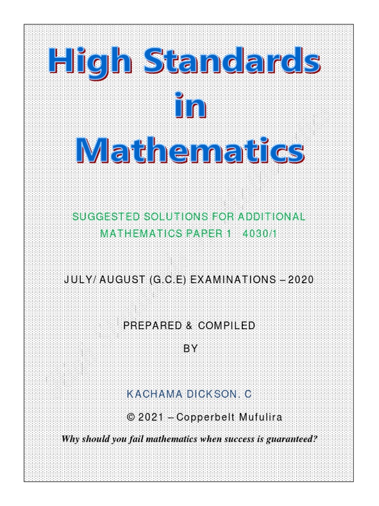 Adma G.C.E P1 2020 Solutions | PDF | Mathematical Objects | Equations