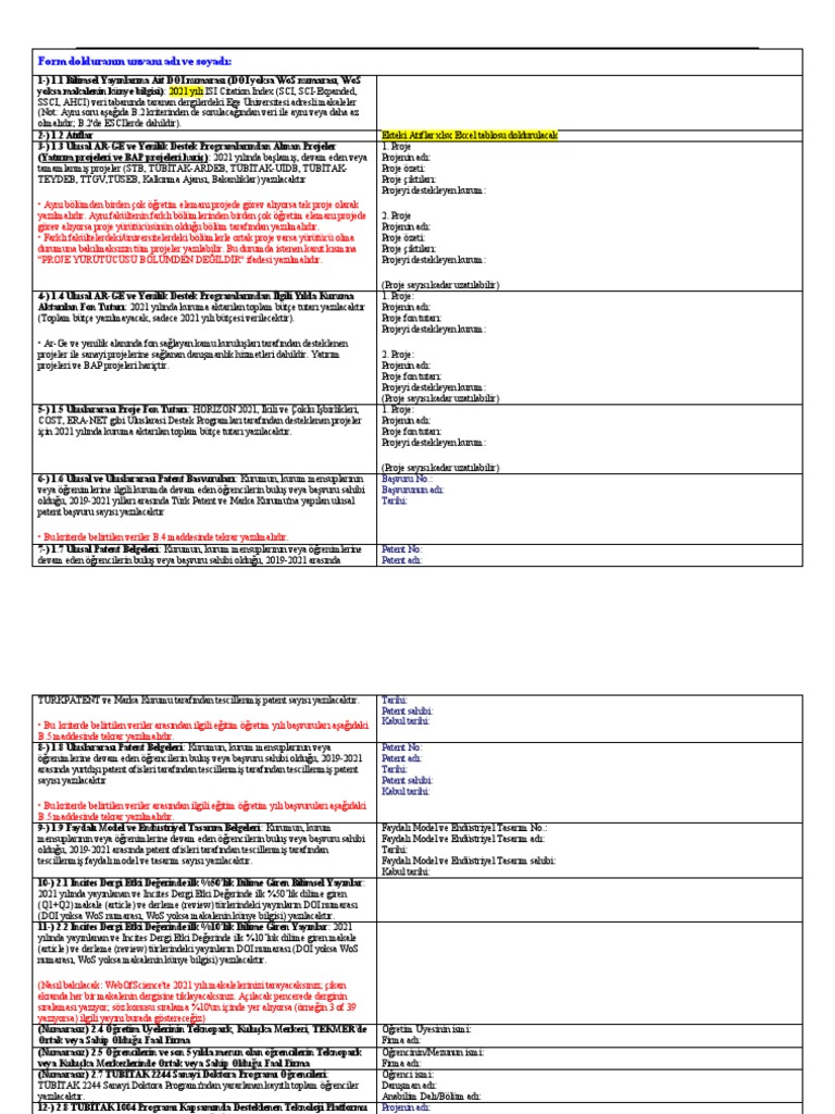 2021 EGE-VİDO Fen Fakültesi Form | PDF