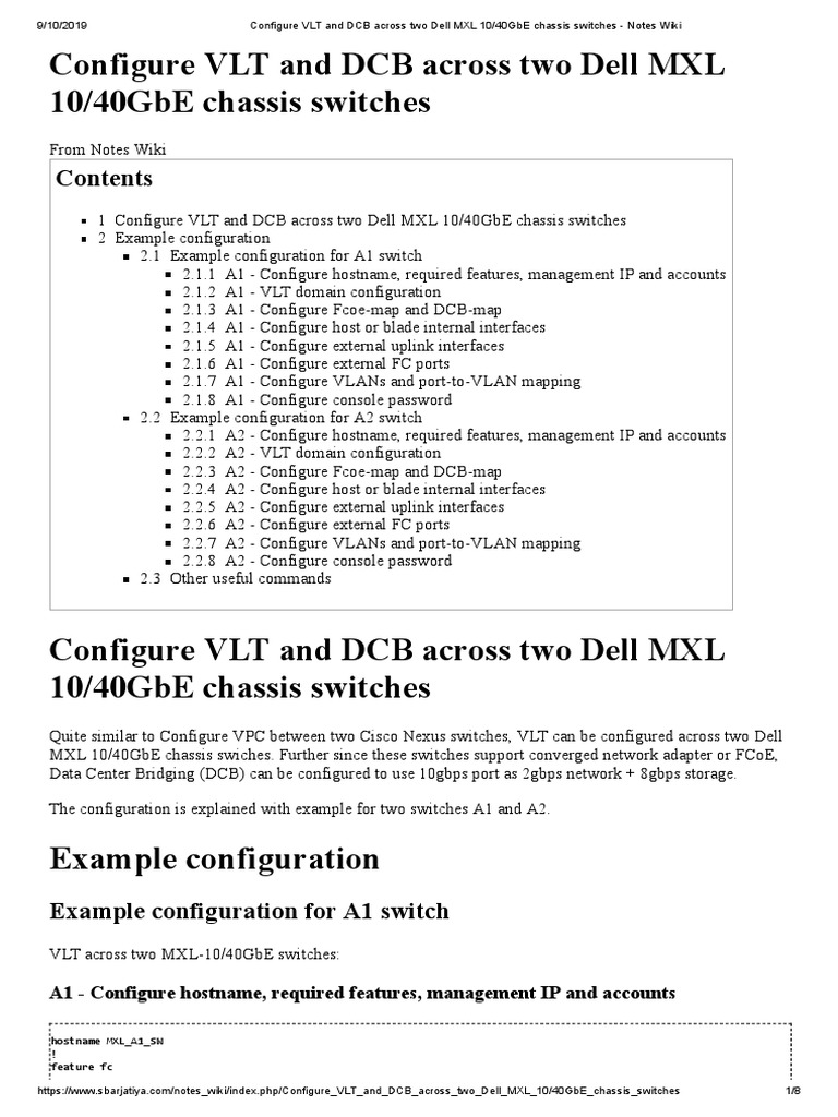 Configure VLT and DCB Across Two Dell MXL 10 - 40GbE Chassis Switches ...