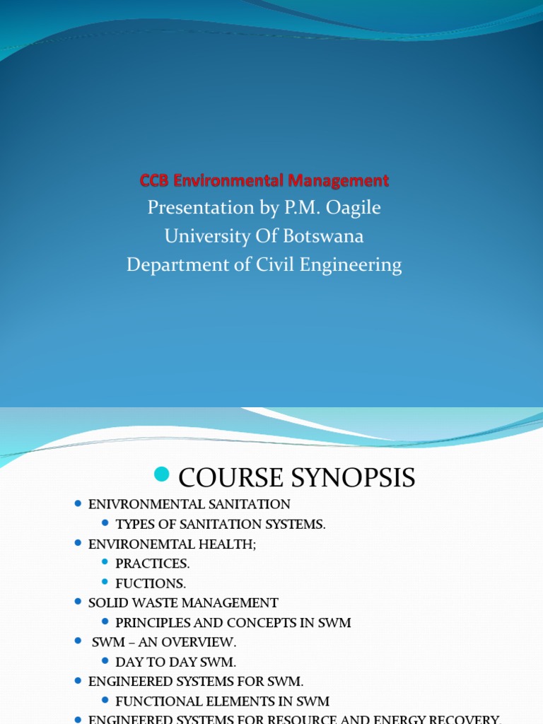 CCB 535 - Lecture 1 - Solid Waste Management - Functional Elements - 2022-1 | PDF | Municipal ...