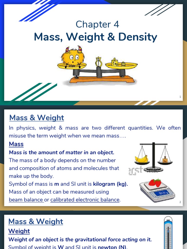 4.mass, Weight & Density | PDF | Weight | Mass