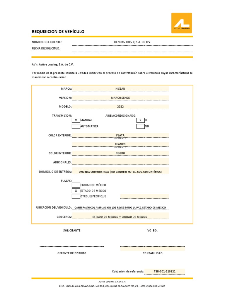 Anexo 1. Formato Requisicion de Autos | PDF | Vehículos | Cupés