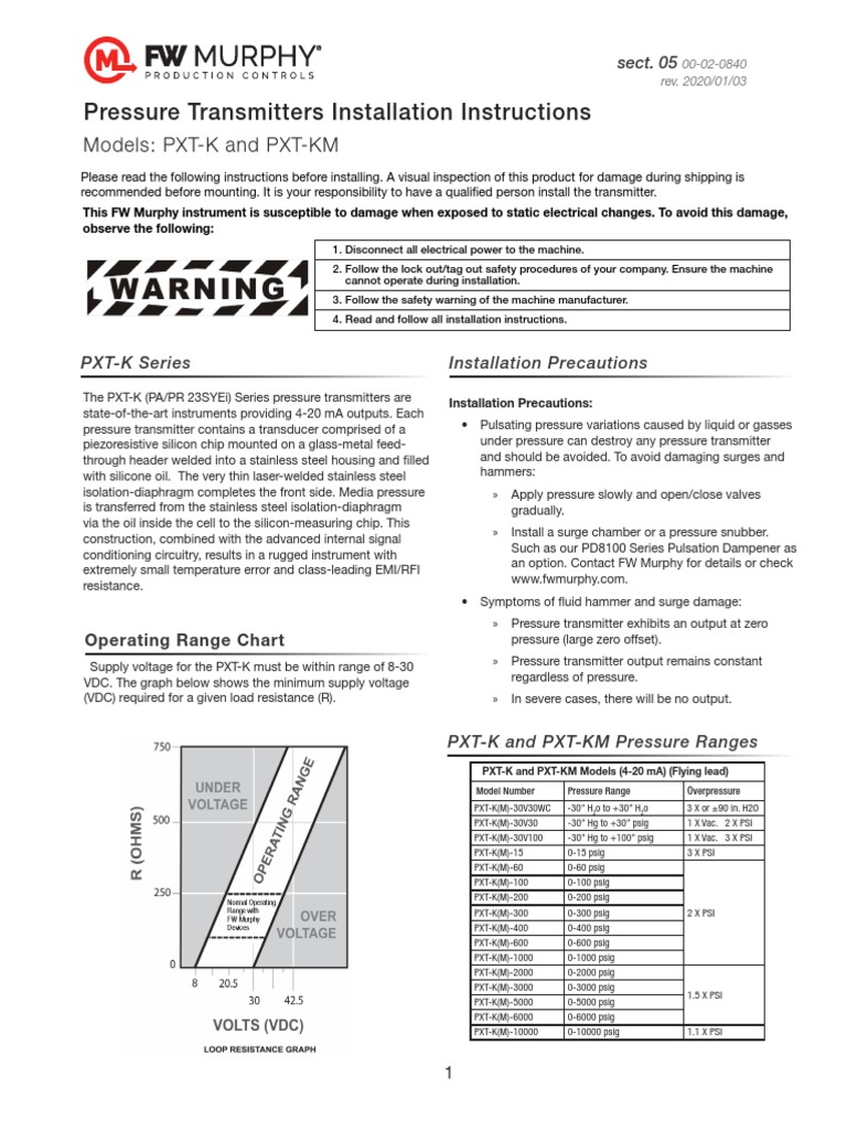 Manual Instrucciones XMTR Murphy Serie PXT-K | PDF | Electrical ...