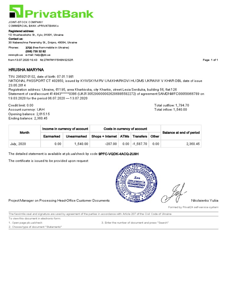 Statement of Card - Account | Download Free PDF | Service Industries | Financial Services