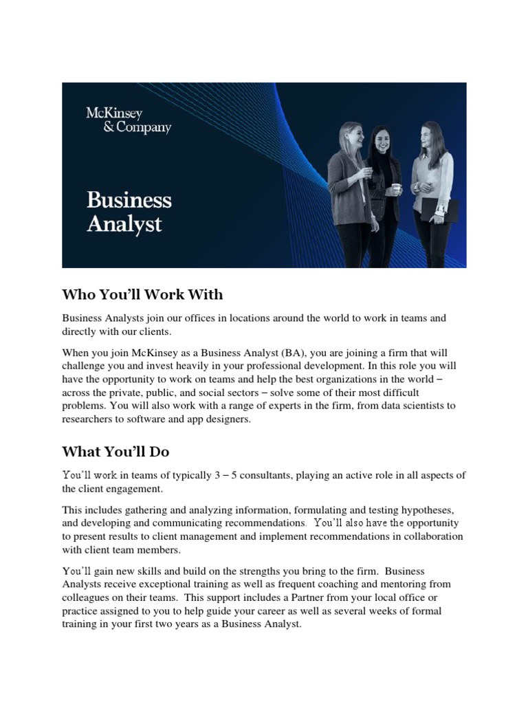 Business Analyst - McKinsey & Company | PDF | Mc Kinsey & Company ...