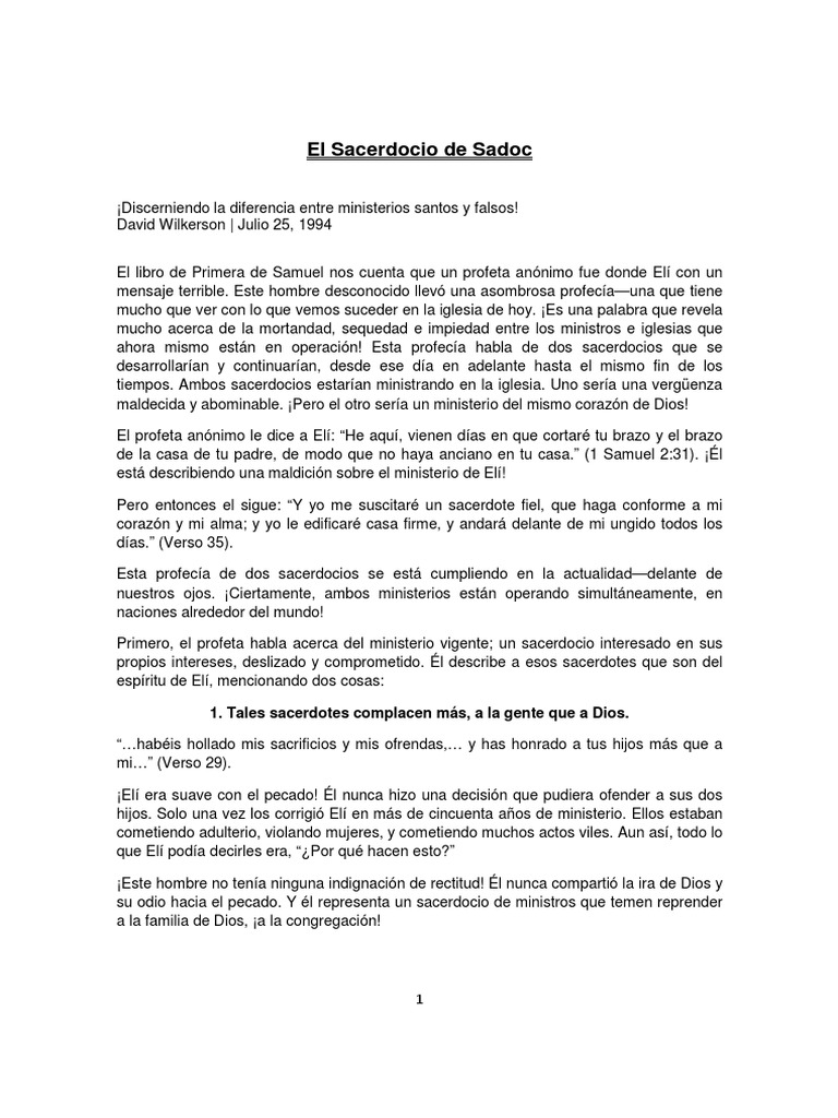 El Sacerdocio de Sadoc | PDF | Sacerdote | David
