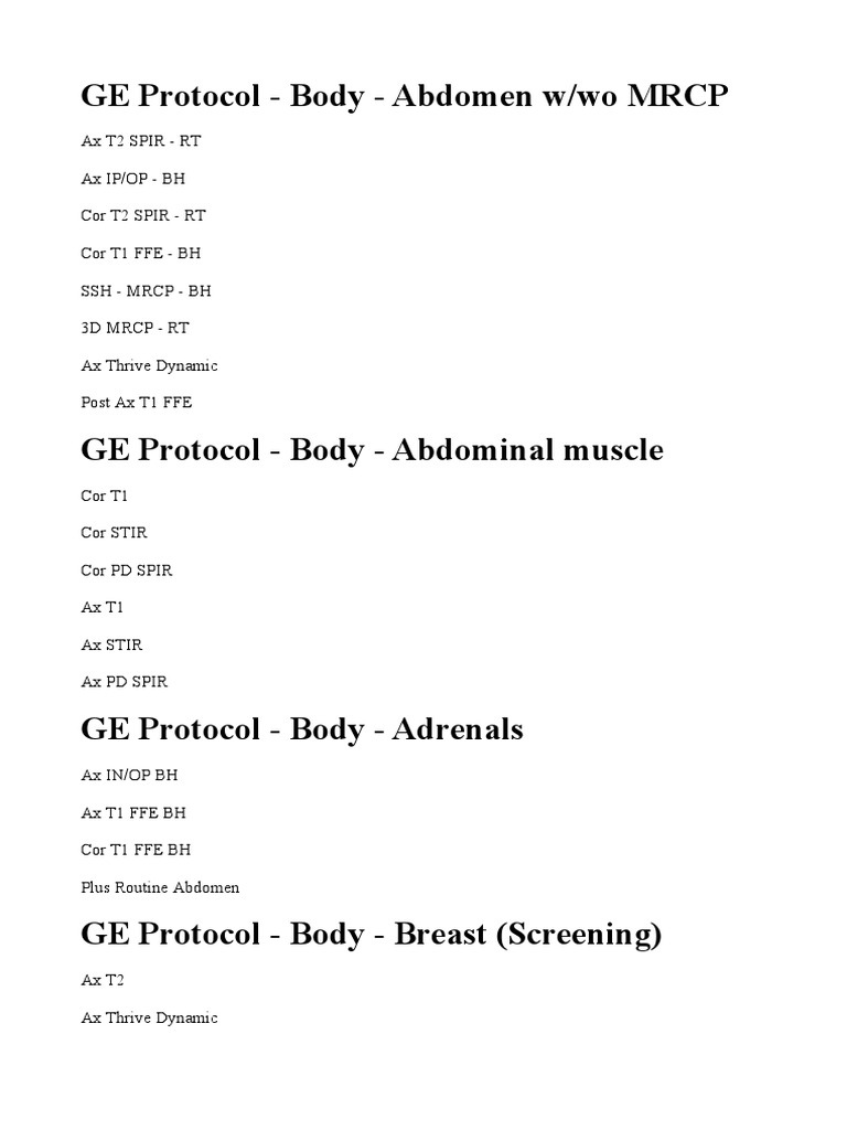 MRI Protocols - GE | Download Free PDF | Knee | Lower Limb Anatomy