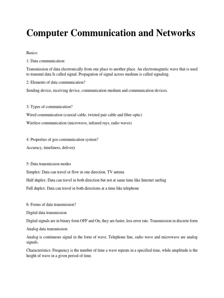 Computer Communication and Networks | PDF | Computer Network | Telecommunications