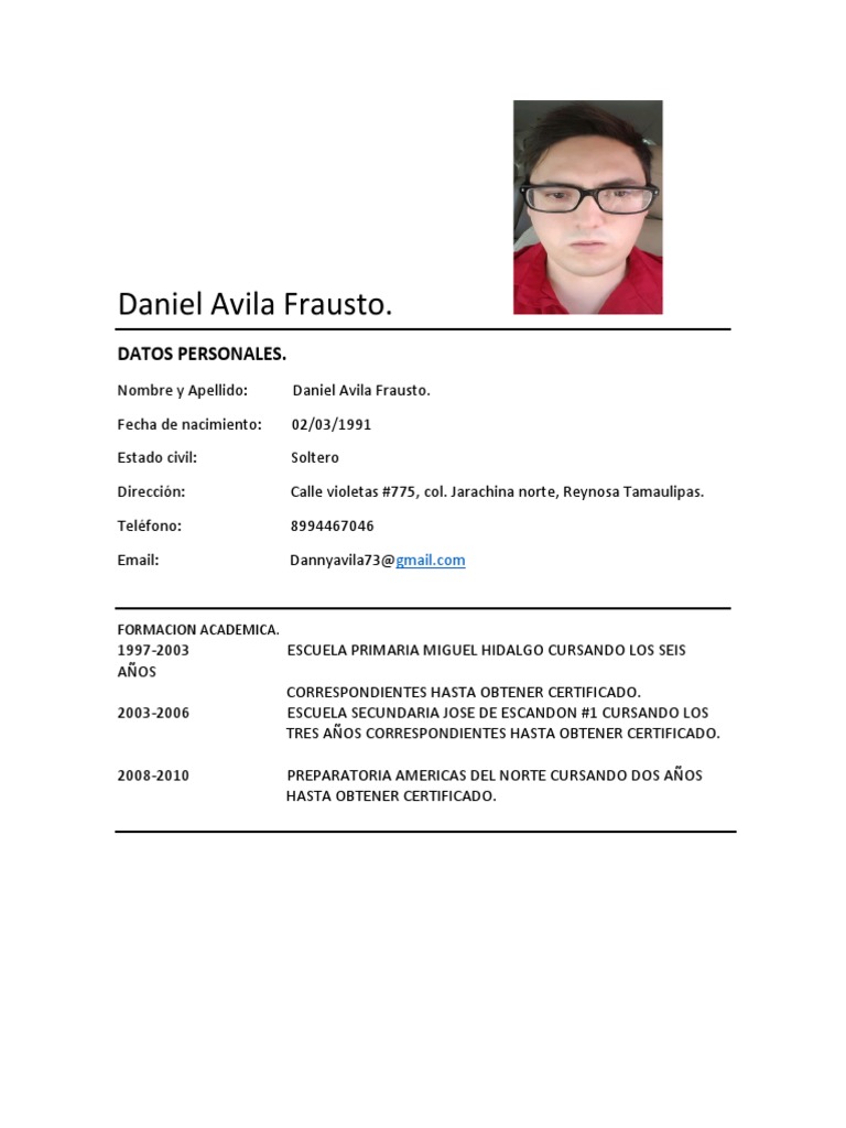 Currículum de Daniel Avila Frausto | PDF