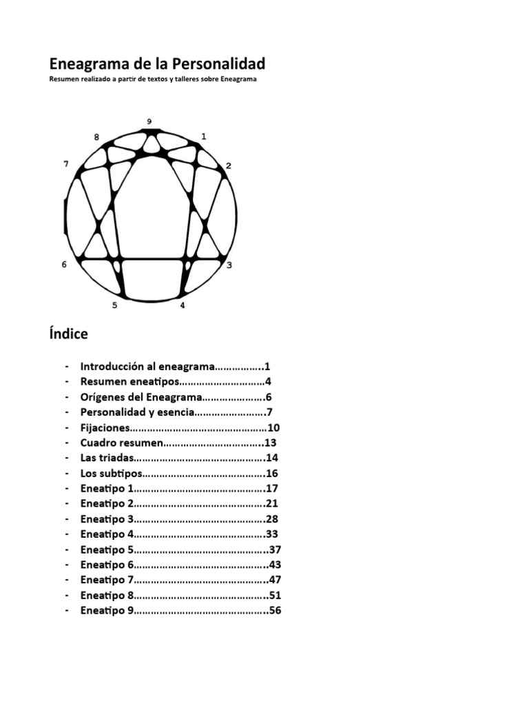 Resumen Eneatipos Del Eneagrama | PDF | Eneagrama de la personalidad | Amor