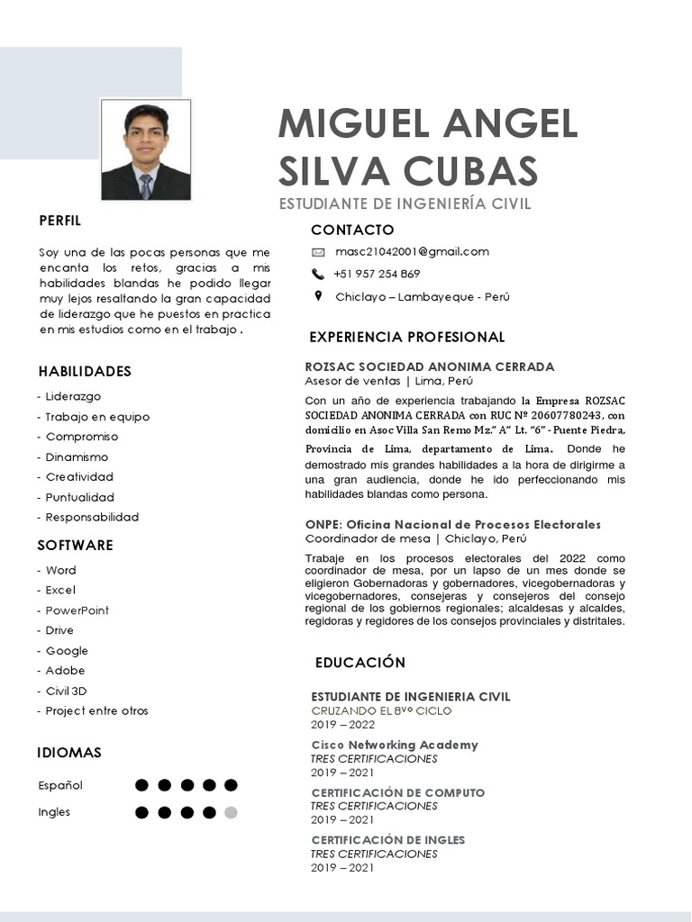 CV SILVA CUBAS MIGUEL ANGEL 71573830 - Compressed | PDF | Business ...