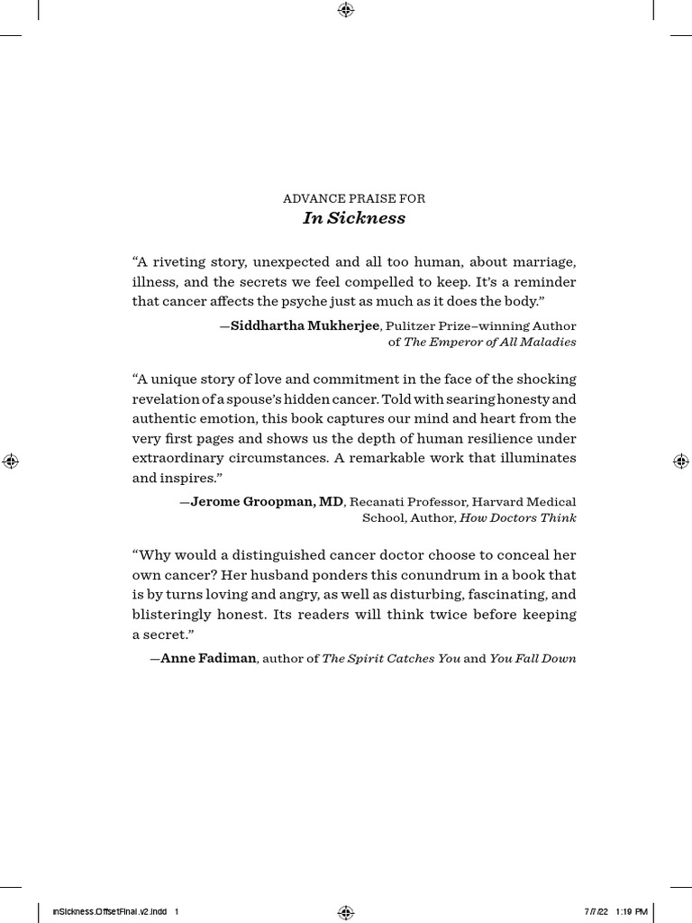 Excerpt From "In Sickness" by Barrett Rollins | PDF | Clinical Medicine ...