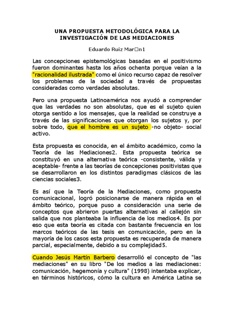 Una propuesta metodológica para estudiar los procesos de mediación en la Teoría de las ...