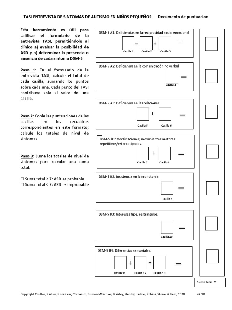 TASI-Tabla de PuntajeESPAÑOL | PDF | Enfermedades y trastornos ...