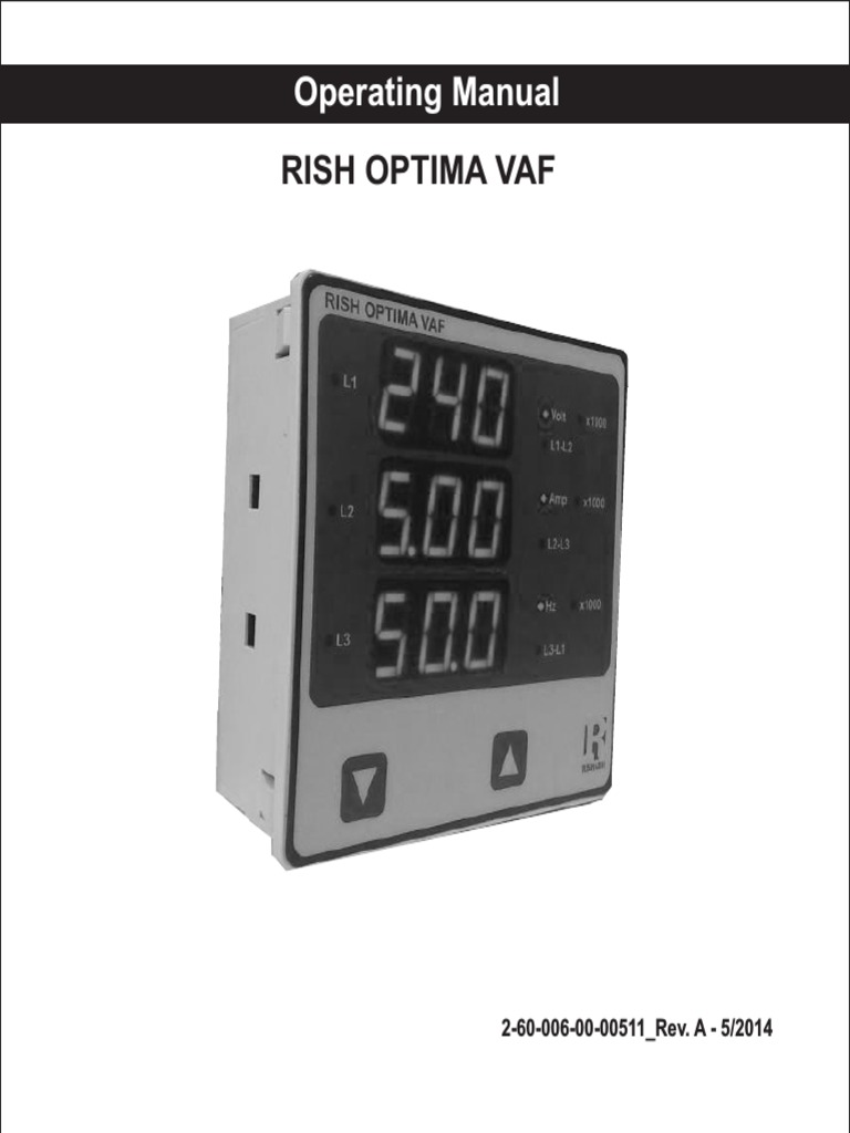 Annexure C Manual OPTIMA VAF Rev A | PDF | Alternating Current ...