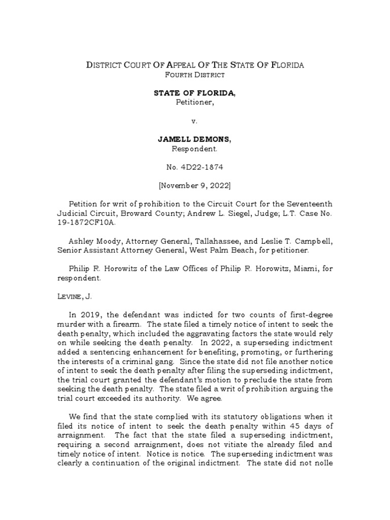 State of Florida vs. Jamell Demons | PDF | Capital Punishment In The ...