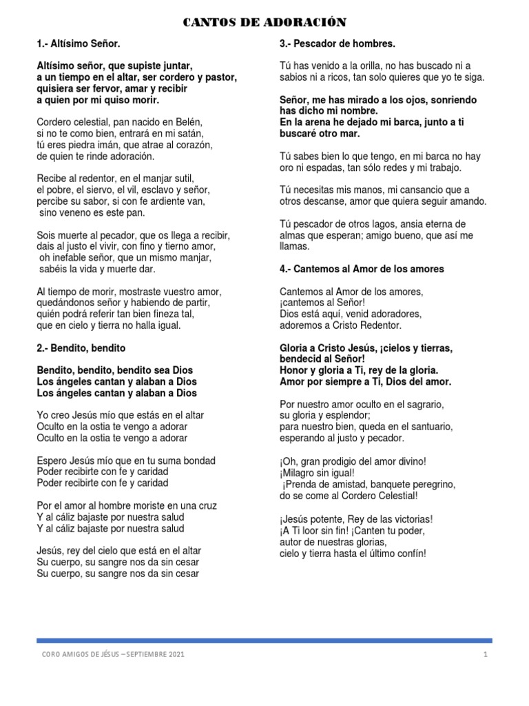 Cánticos de adoración al Santísimo Sacramento | PDF | eucaristía | Jesús