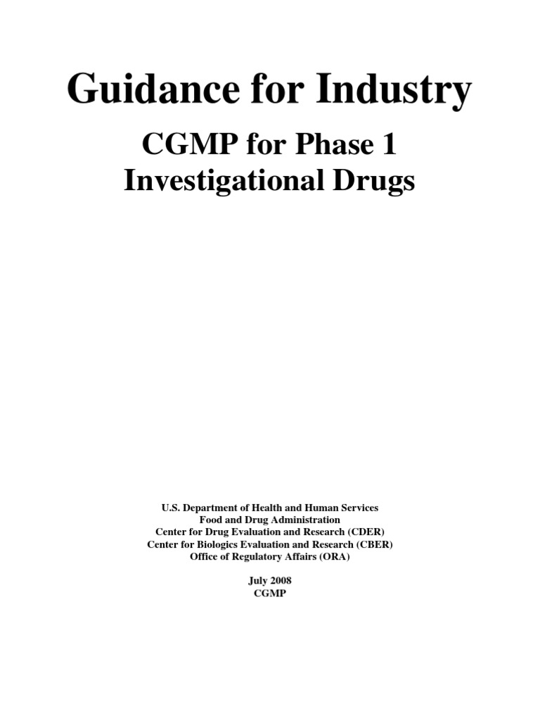 CGMP For Phase I | PDF