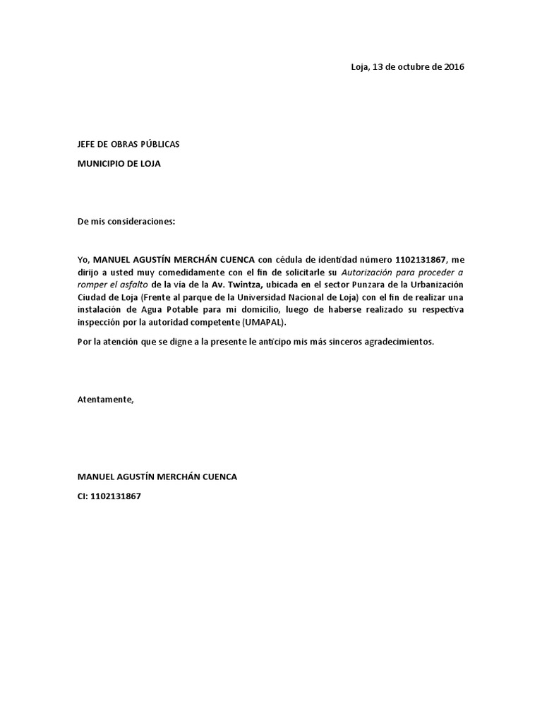 Oficio Obras Publicas | PDF