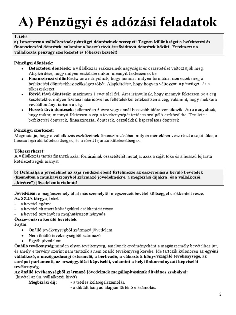 Szóbeli Tételek - Kidolgozás | PDF